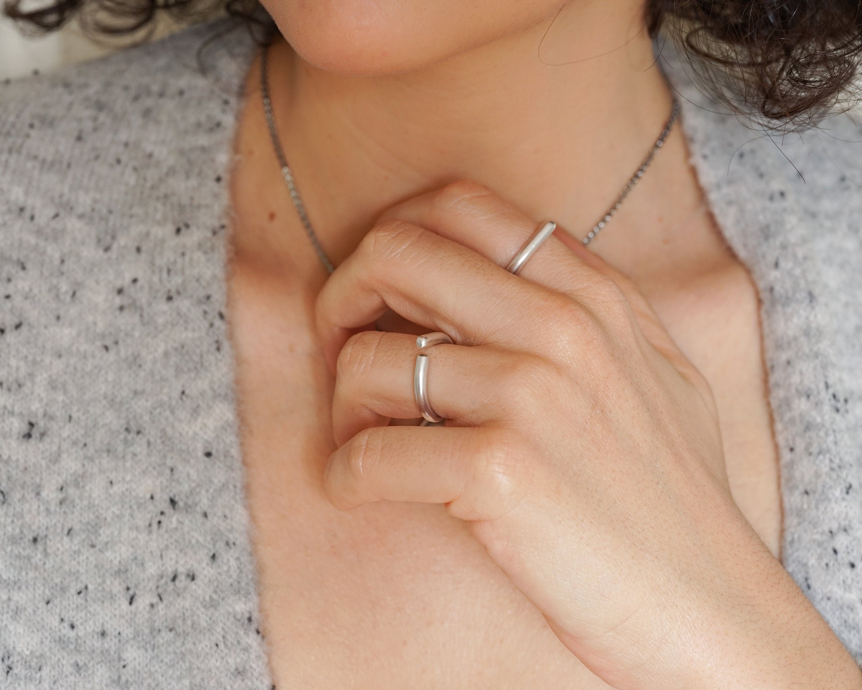 Antique Silver Soft OPEN CORNER Ring Open adjustable silver | Etsy