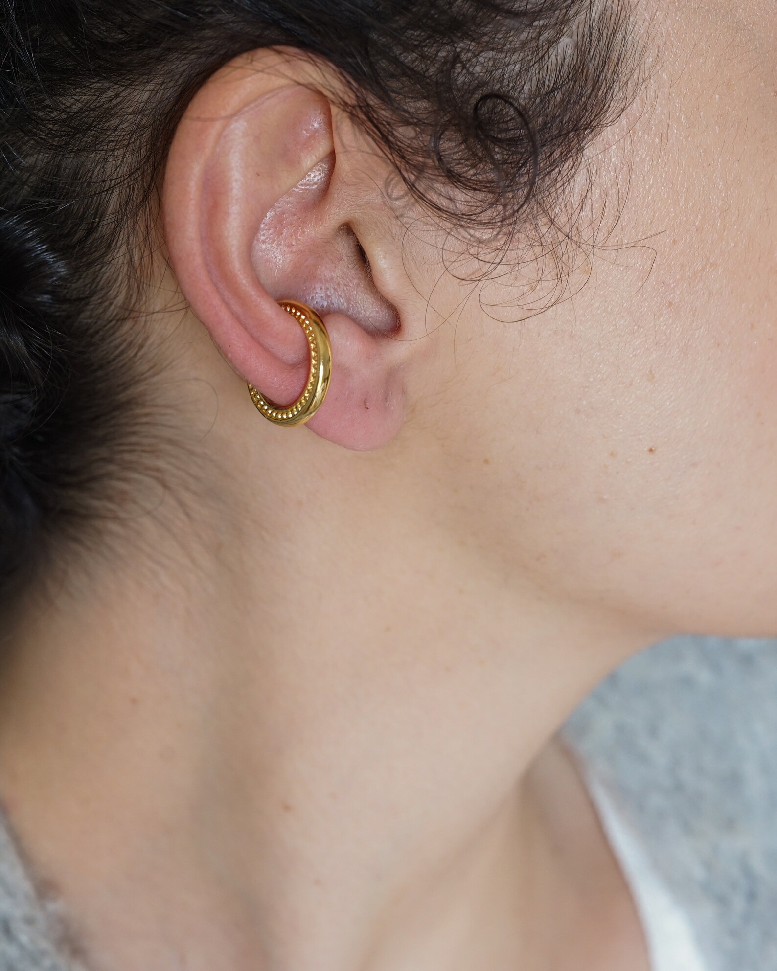 Single Gold Plated Large EAR CUFF Open Hoop No Piercing Non - Etsy