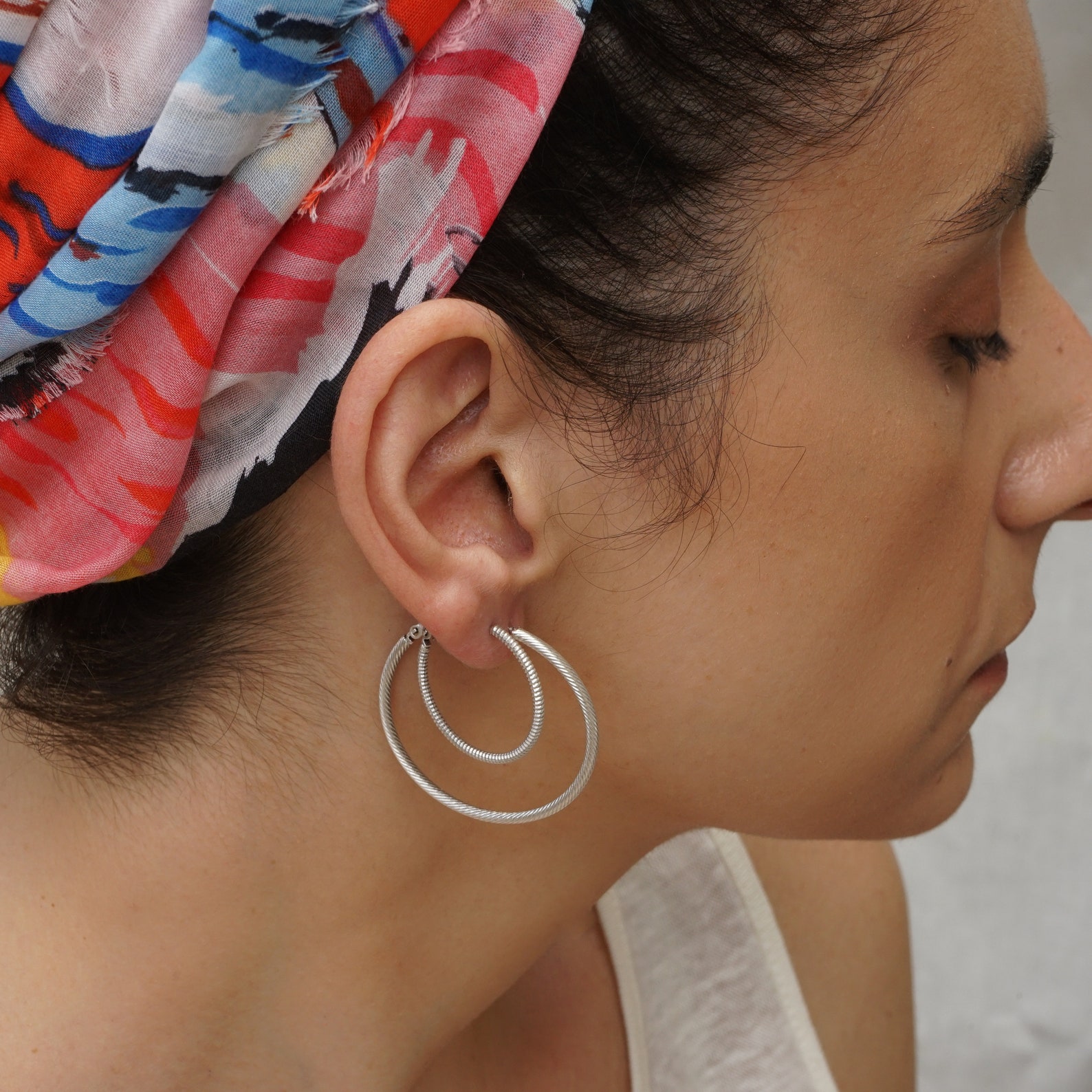 Silver Snakeskin Hoop Earrings Silver Plated Brass Thick - Etsy