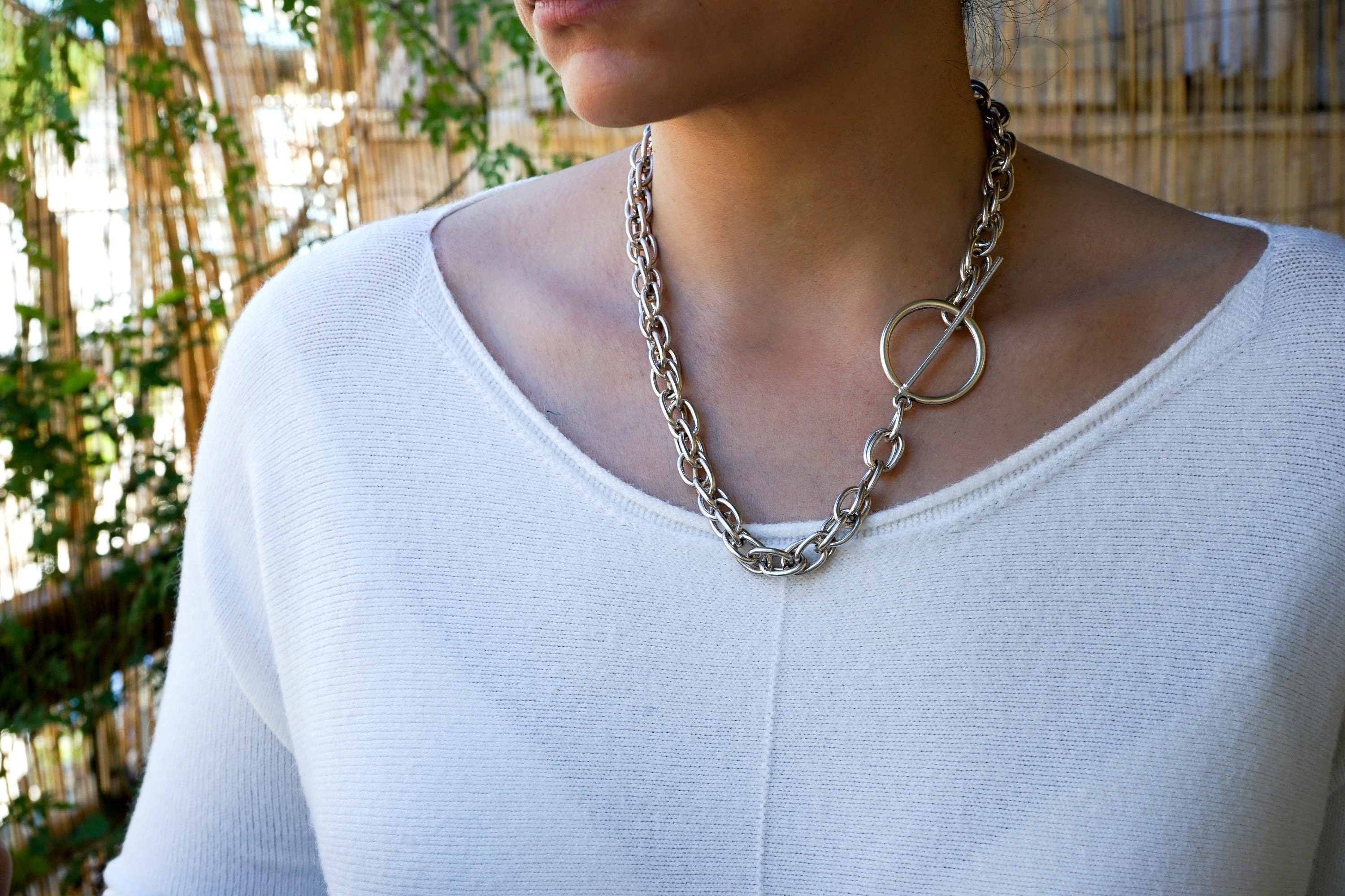Boho Chic Large Silver T Bar Chunky Chain Necklace T-clasp - Etsy UK