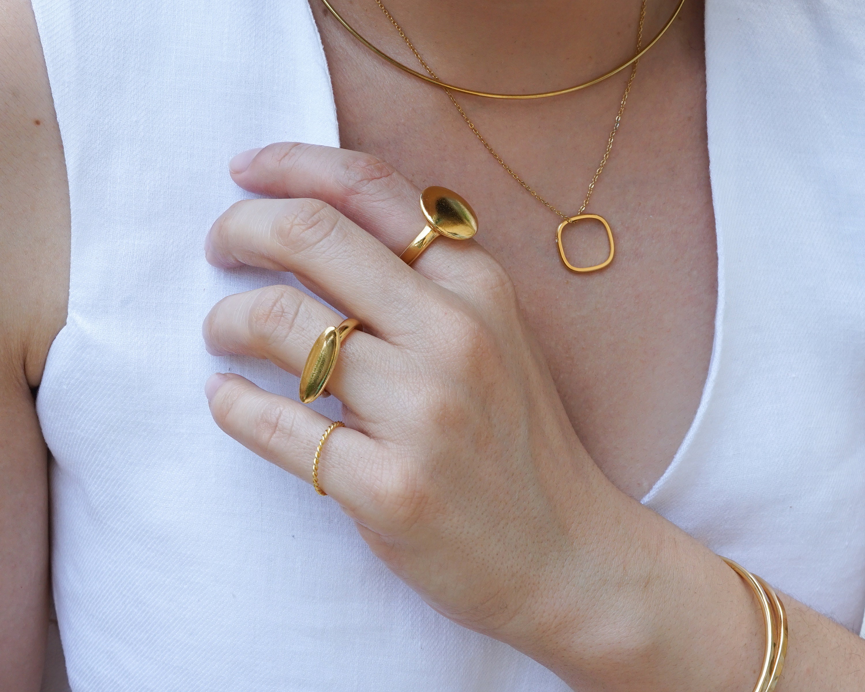 Gold DISC-BOOMERANG-OVAL African Style Signet Ring 24k gold | Etsy