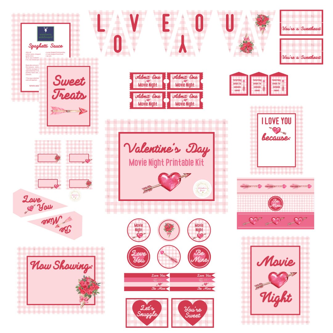 Valentine's Day Movie Night Printable Kit INSTANT DOWNLOAD - Etsy