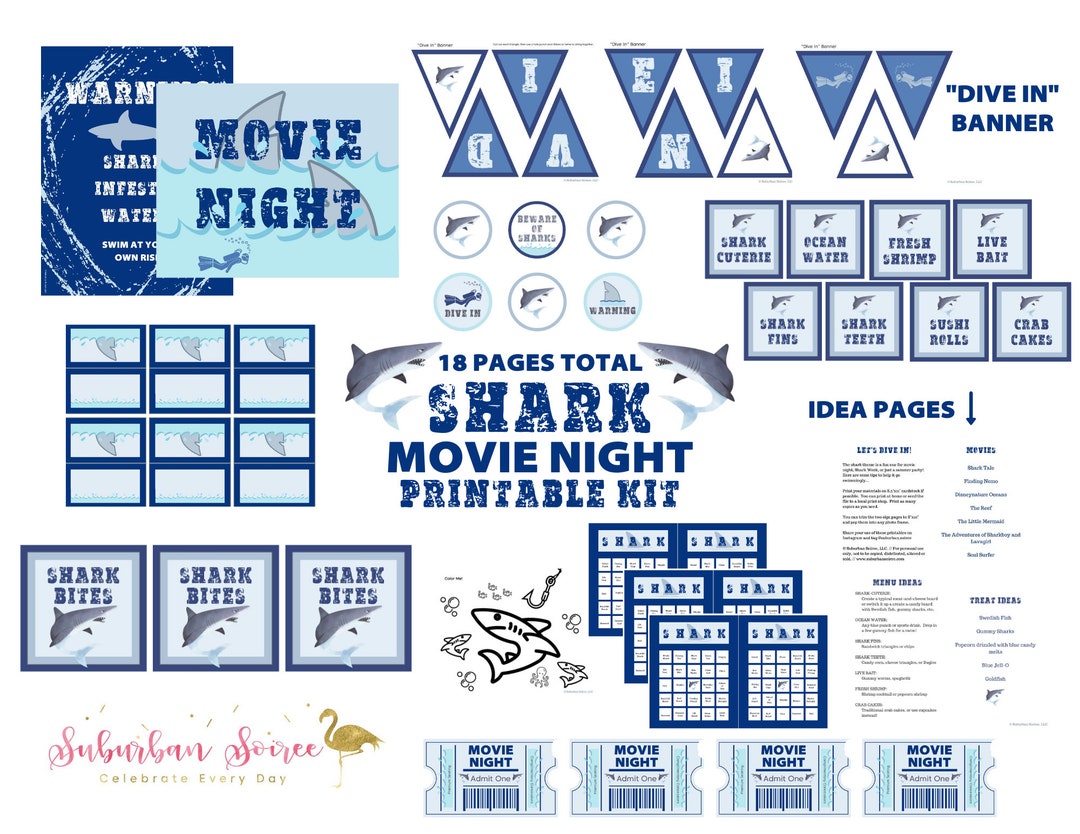 Shark Printable Kit INSTANT DOWNLOAD - Etsy