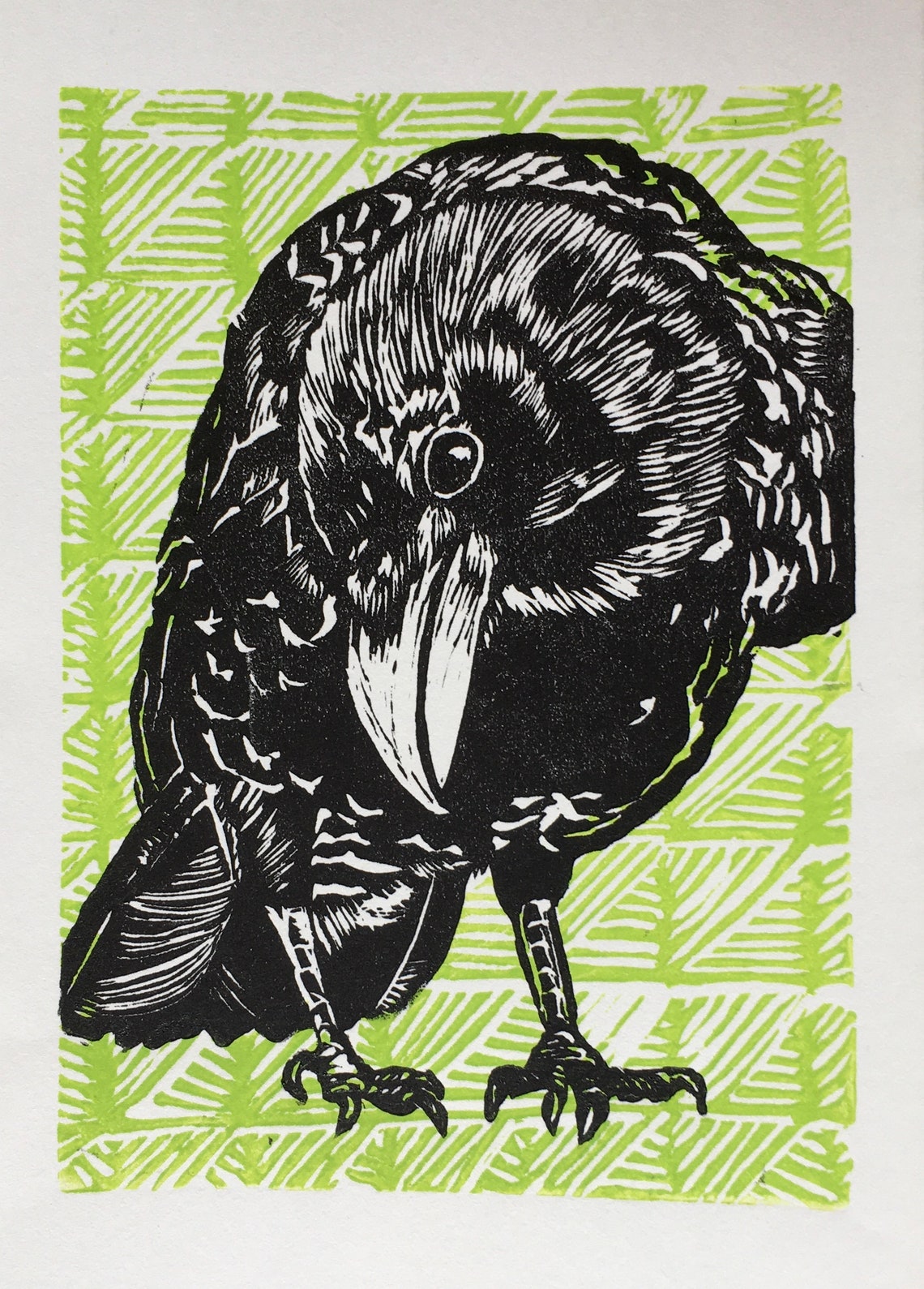 Crow Knows Original Handmade Linocut Print Featuring the | Etsy