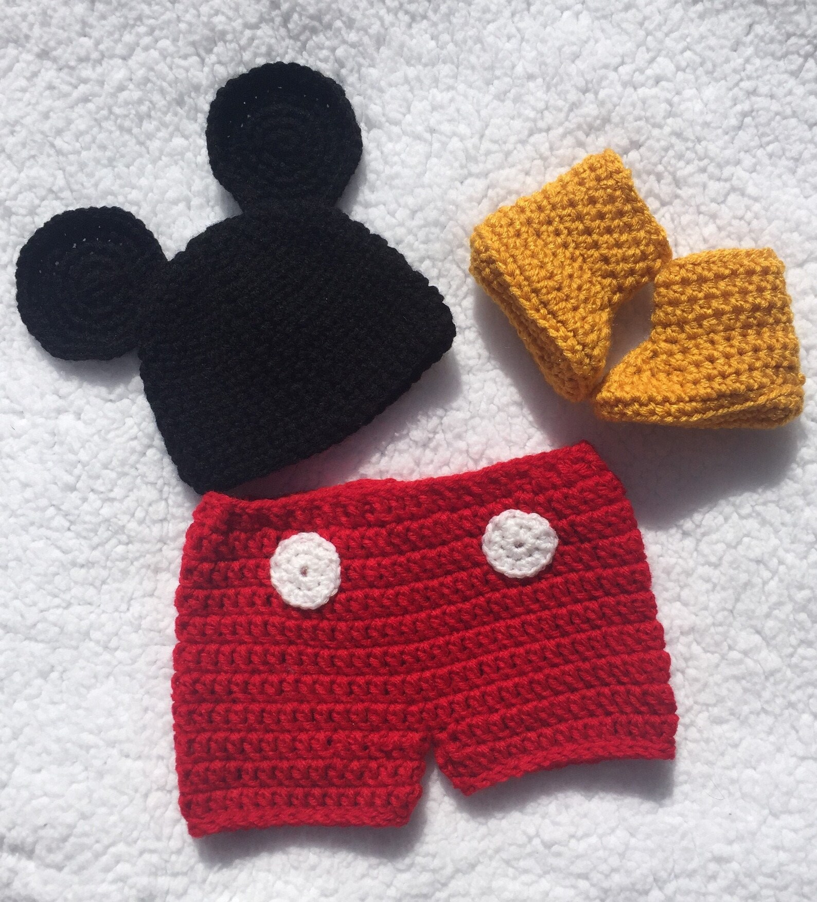 Baby, Mickey Mouse Themed, Hat and Diaper Cover Set, With Booties ...
