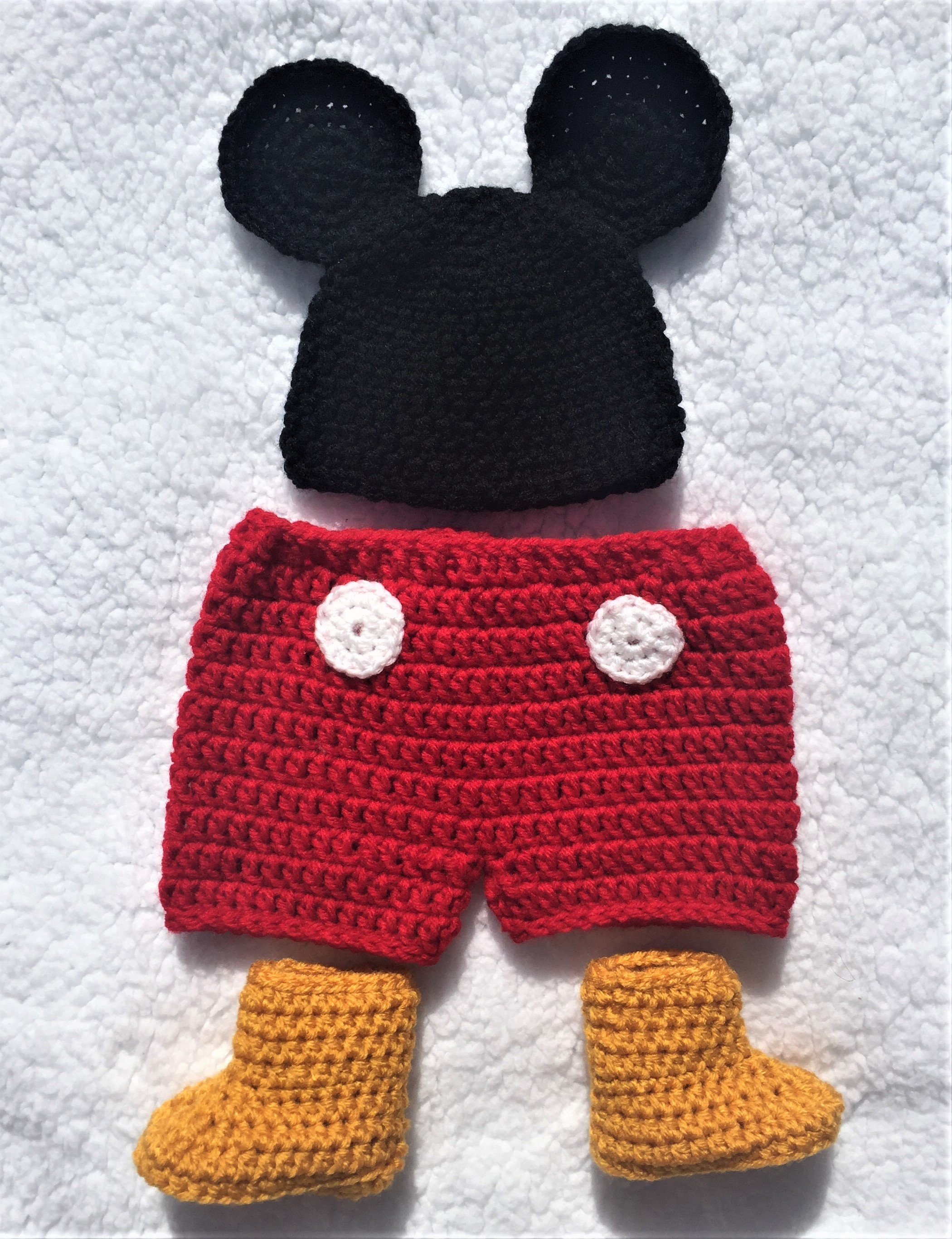 Baby, Mickey Mouse Themed, Hat and Diaper Cover Set, With Booties ...