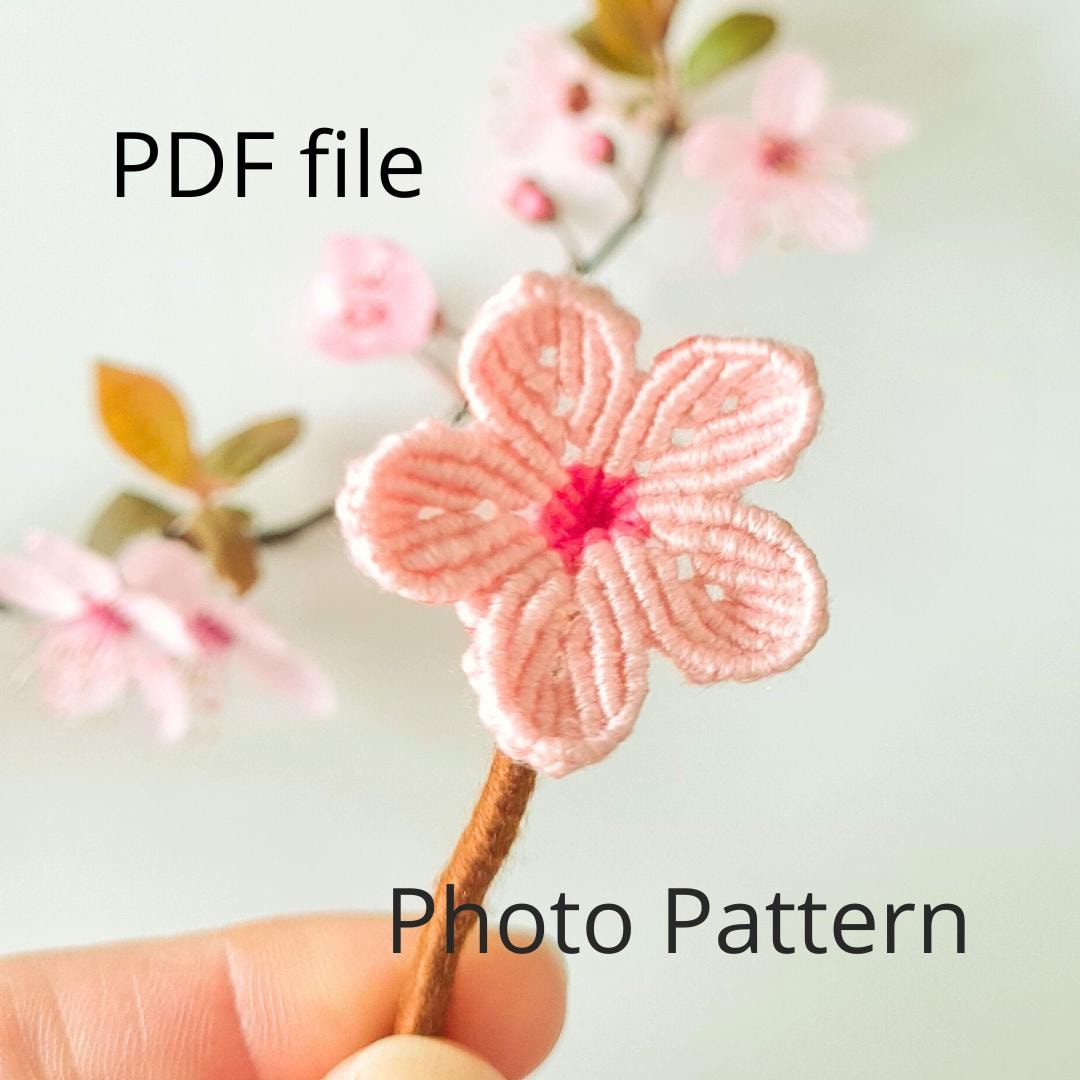 DIY Sakura Cherry Blossom, Micro Macrame Flower Tutorial - PDF Digital Download, Over 150 ...