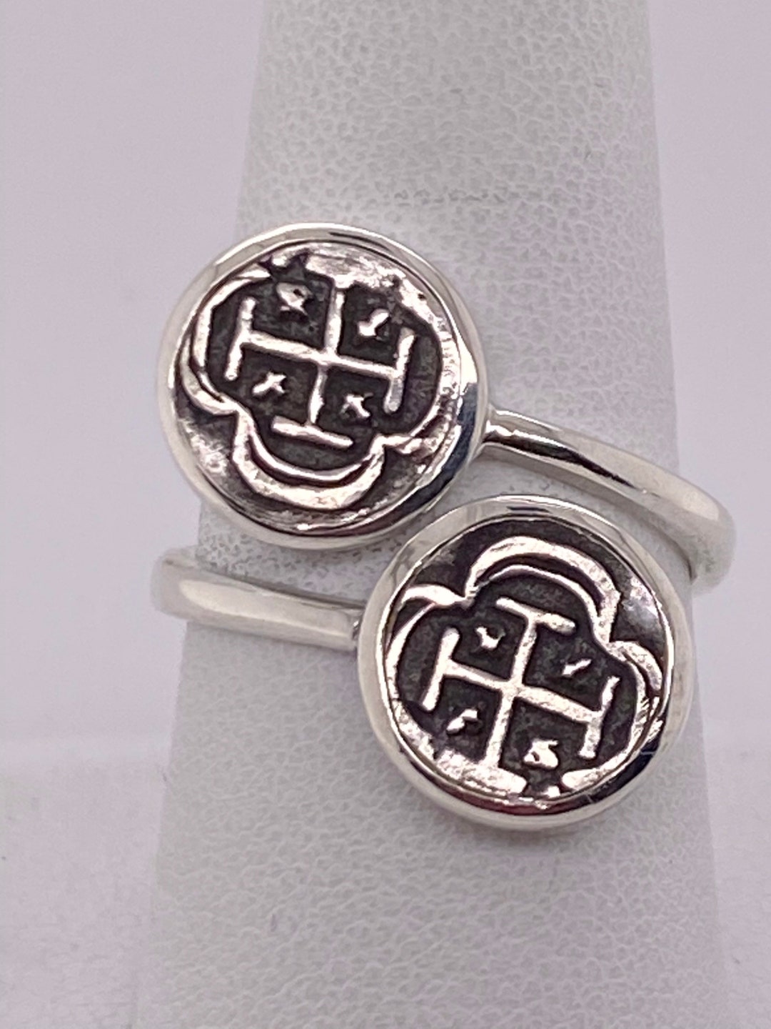 ATOCHA Coin Ring Bypass Double Mini Sterling Silver Sunken Treasure ...