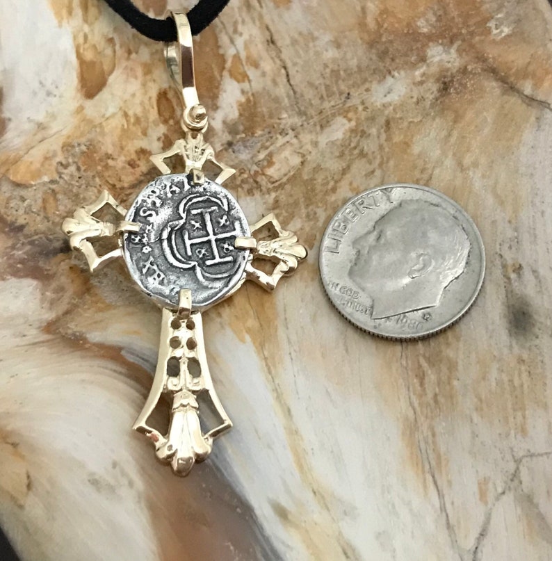 Atocha Coin Pendant Cross 14k Gold Sunken Treasure Coin Jewelry - Etsy