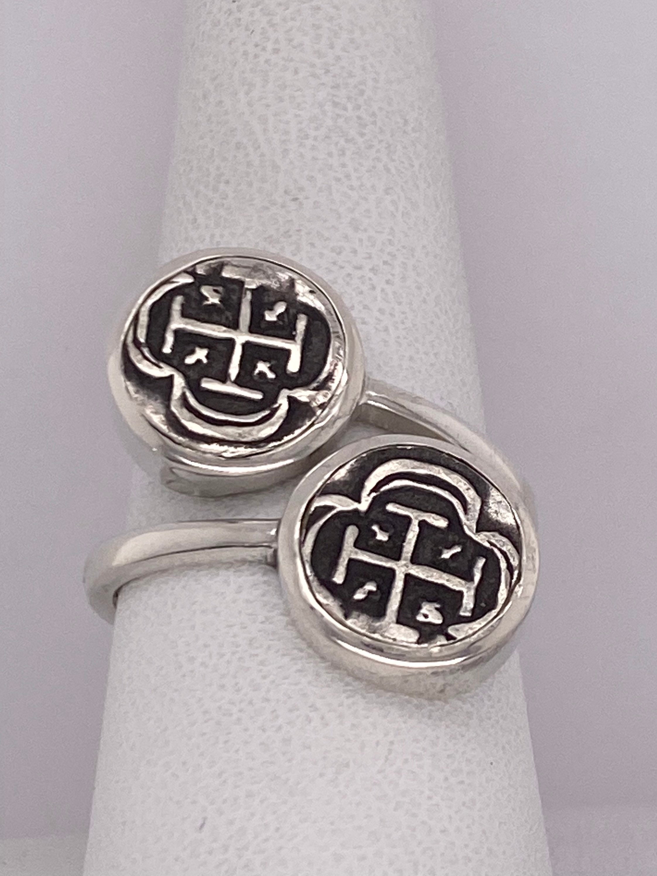 ATOCHA Coin Ring Bypass Double Mini Sterling Silver Sunken Treasure ...