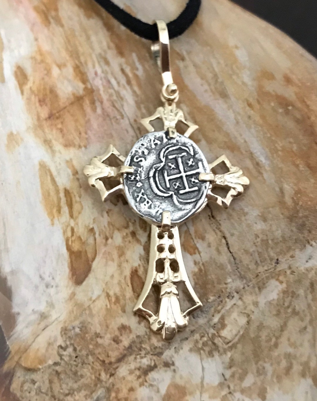 Atocha Coin Pendant Cross 14k Gold Sunken Treasure Coin Jewelry - Etsy