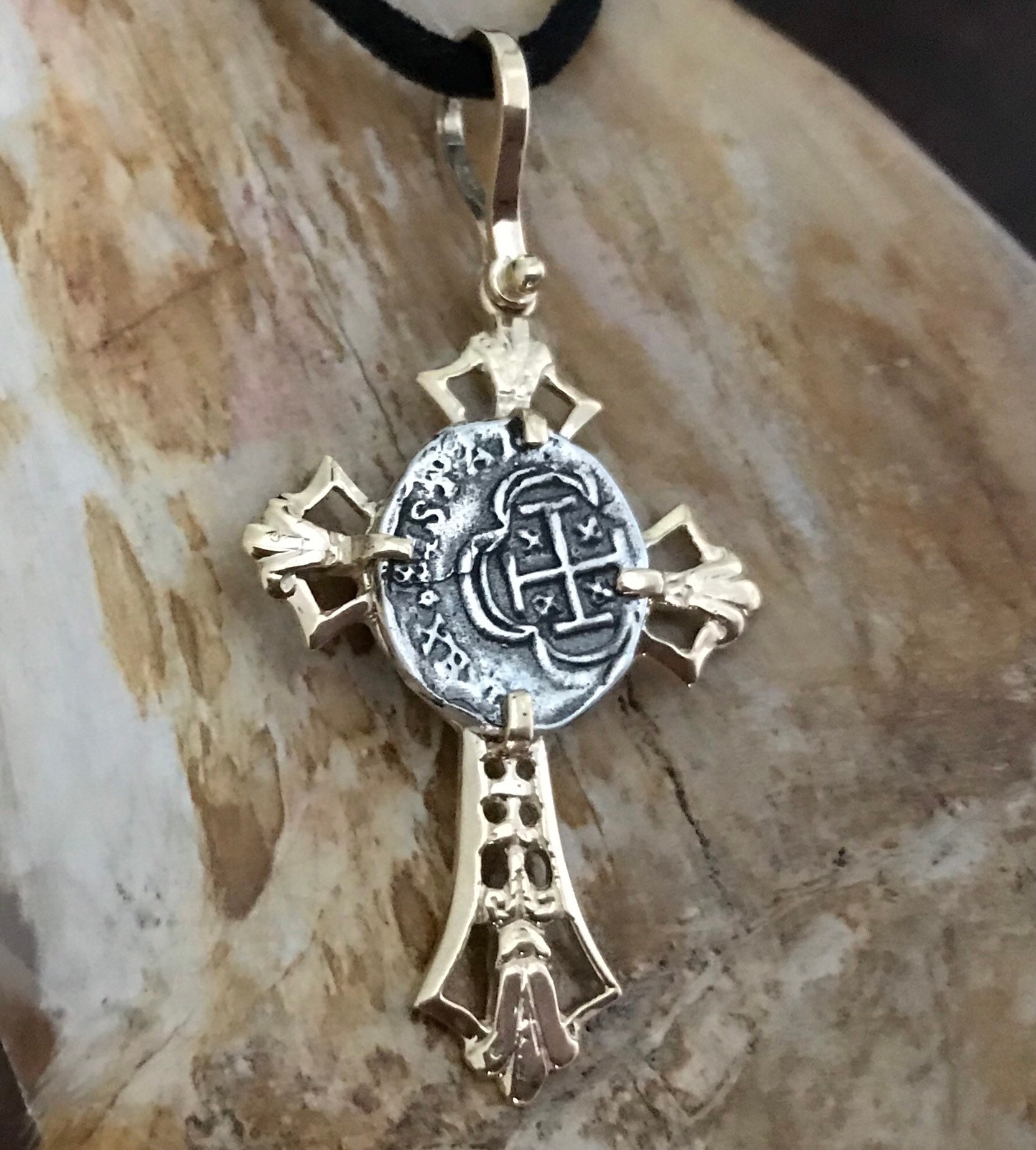 Atocha Coin Pendant Cross 14k Gold Sunken Treasure Coin Jewelry - Etsy