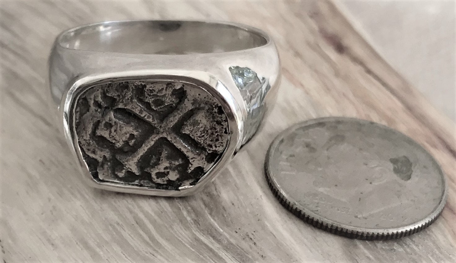 ATOCHA Coin Ring Mens 925 Sterling Silver Sunken Treasure - Etsy