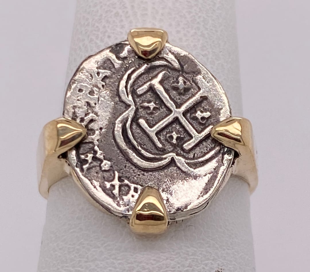 ATOCHA Coin Ring 14K Yellow Gold 1 Reale Treasure Coin Jewelry - Etsy