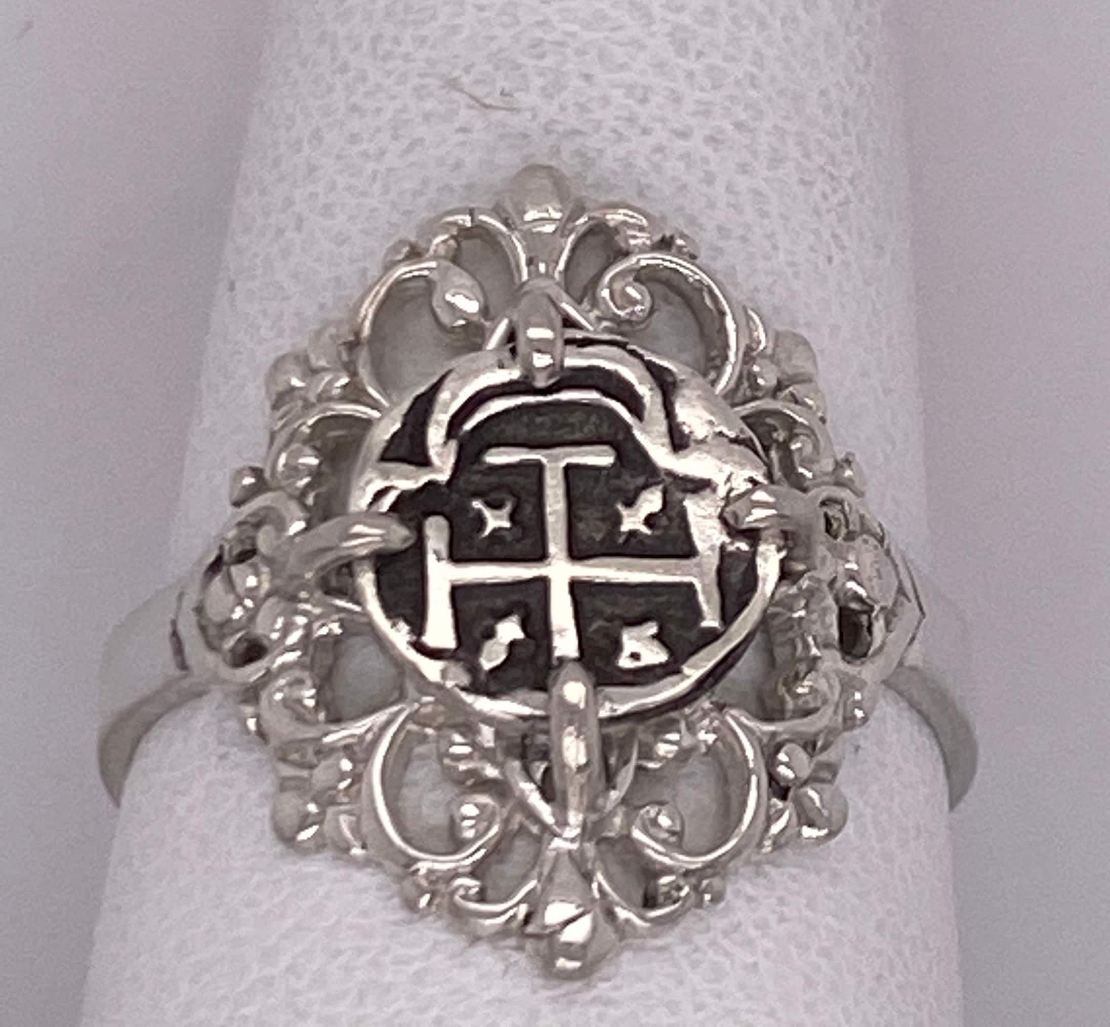 ATOCHA Coin Ring Filigree 925 Silver Mini Reale Sunken - Etsy