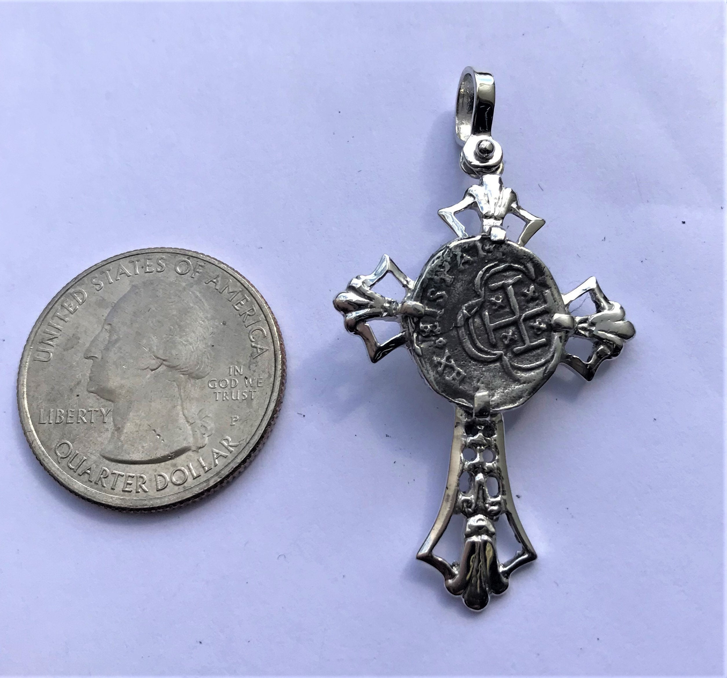 ATOCHA Coin Pendant Cross Filigree Sterling Silver 925 Treasure Jewelry ...