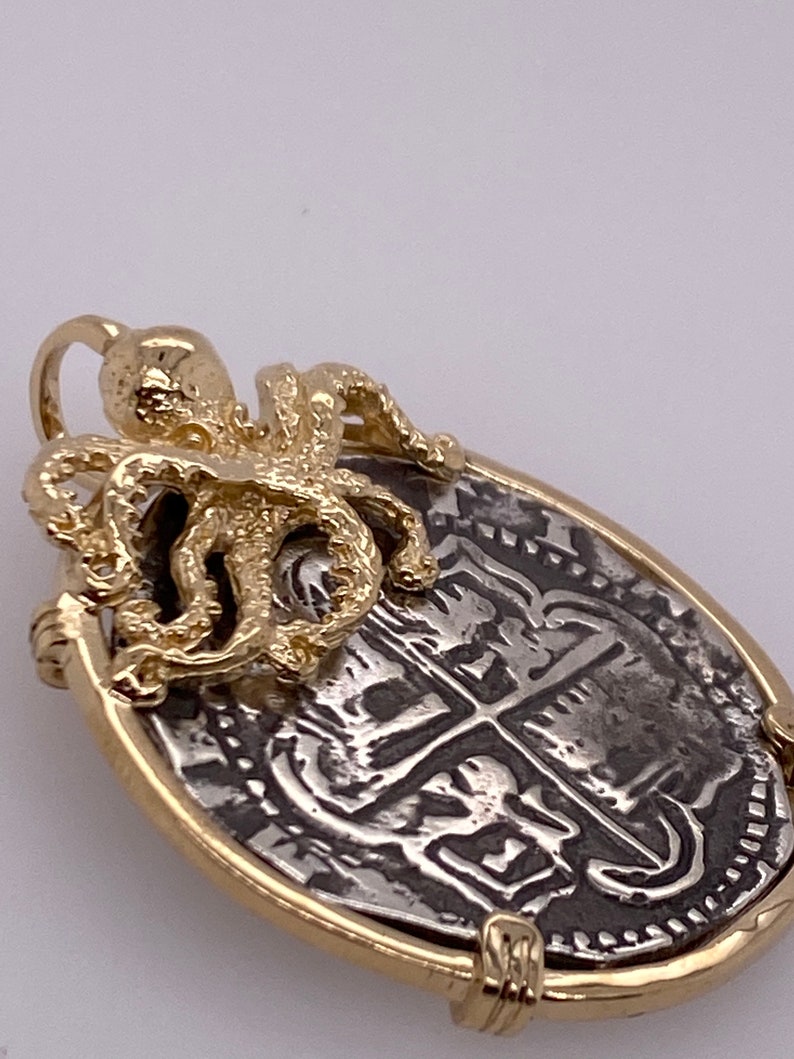 ATOCHA Coin Octopus Pendant 14K Gold Nautical Sunken Treasure - Etsy
