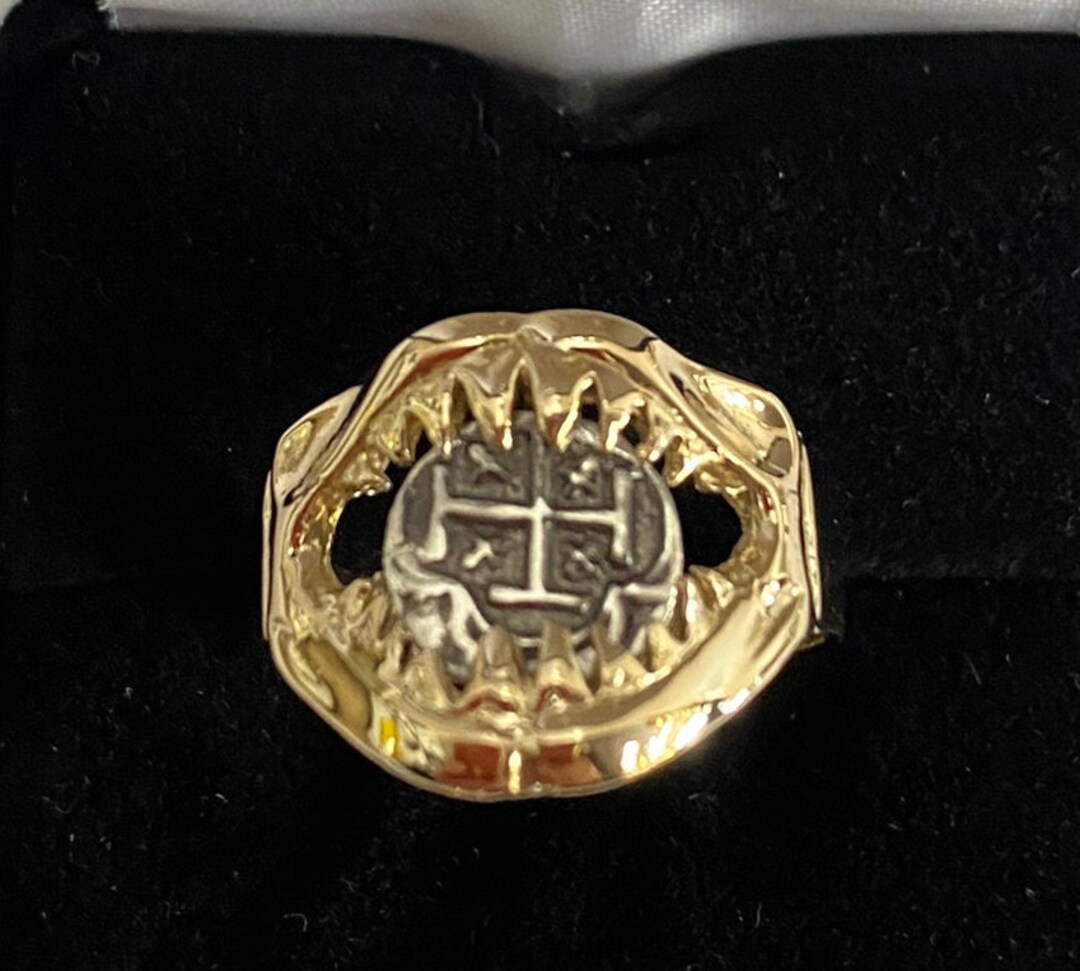 Atocha Coin Ring 14K Yellow Gold Jaws Mens Ladies Treasure Jewelry - Etsy