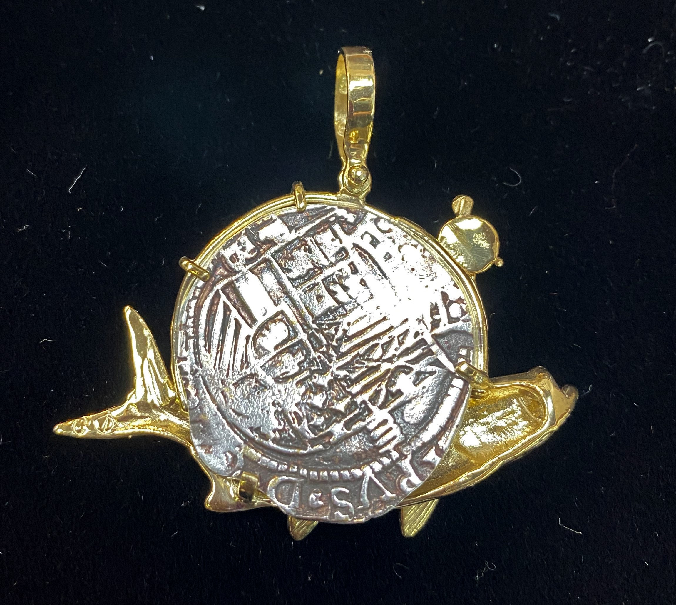 Atocha Coin Pendant Tarpon Fish Sterling Gold Overlay Rod Reel | Etsy