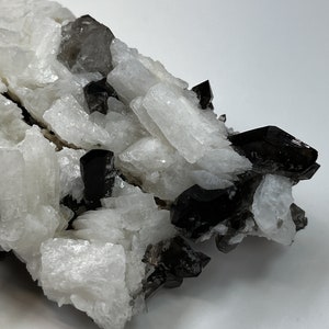 Large Rare Snow White Adularia Crystals on Smokey Arkansas Quartz ...