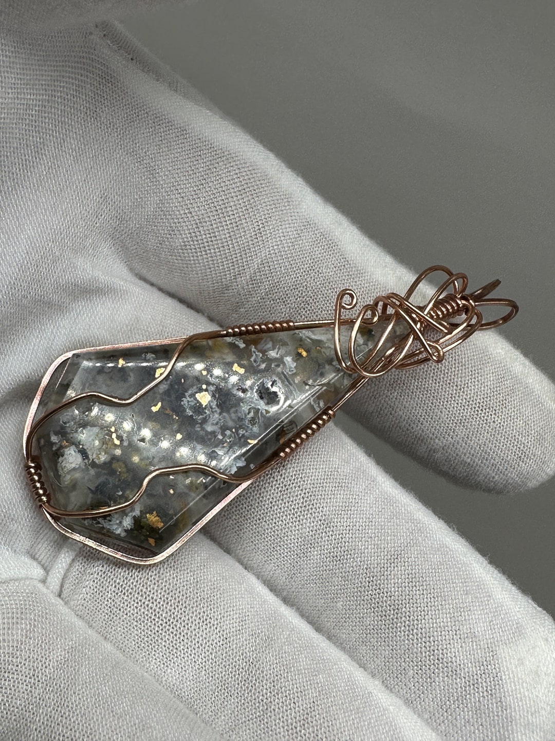 Rare Native Copper & Gem Chrysocolla in Agate Wire Wrap Pendant - Etsy