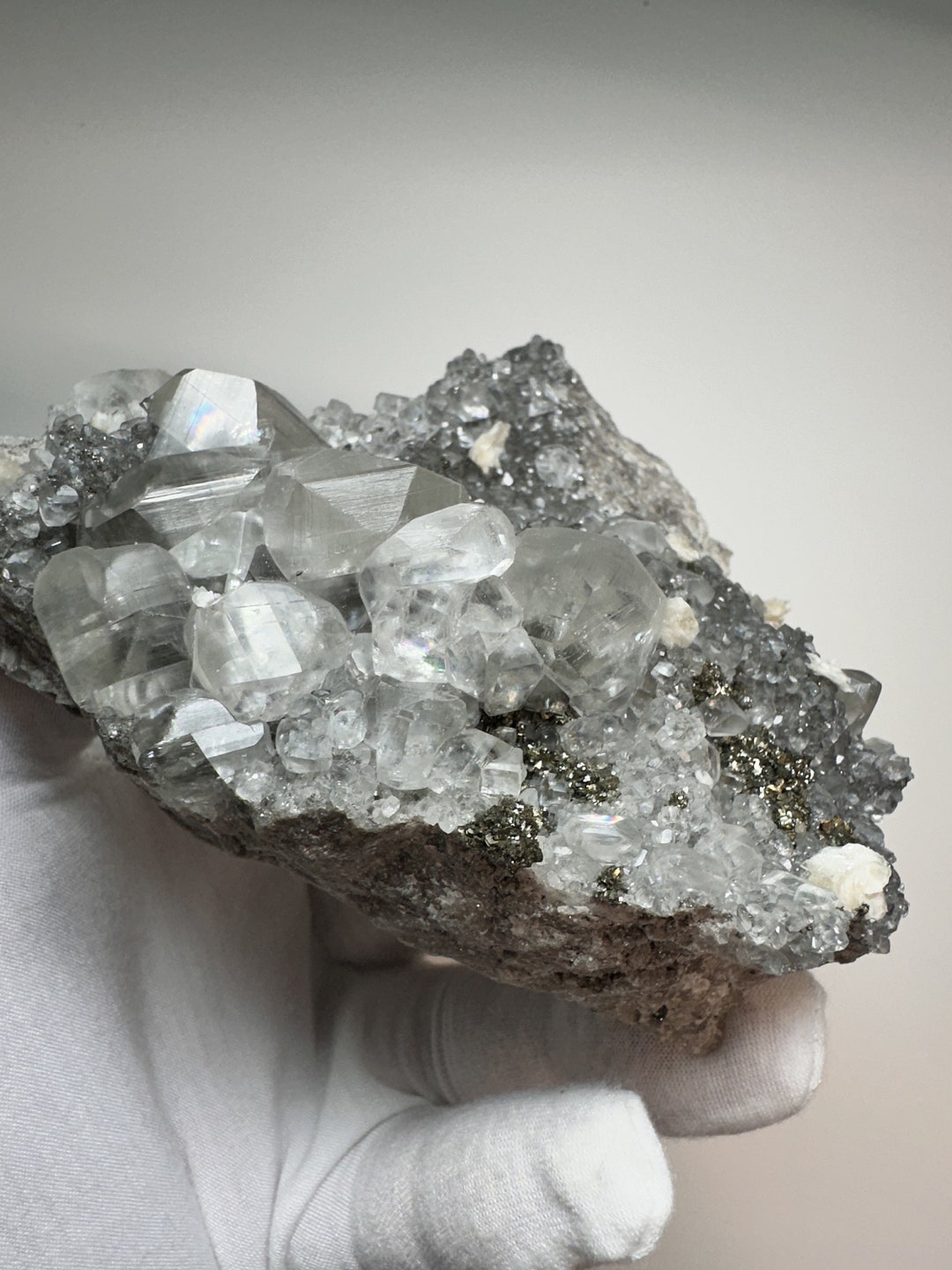 UV Reactive Barite__large GEMMY Linwood Mine Calcite Crystal / Barite ...