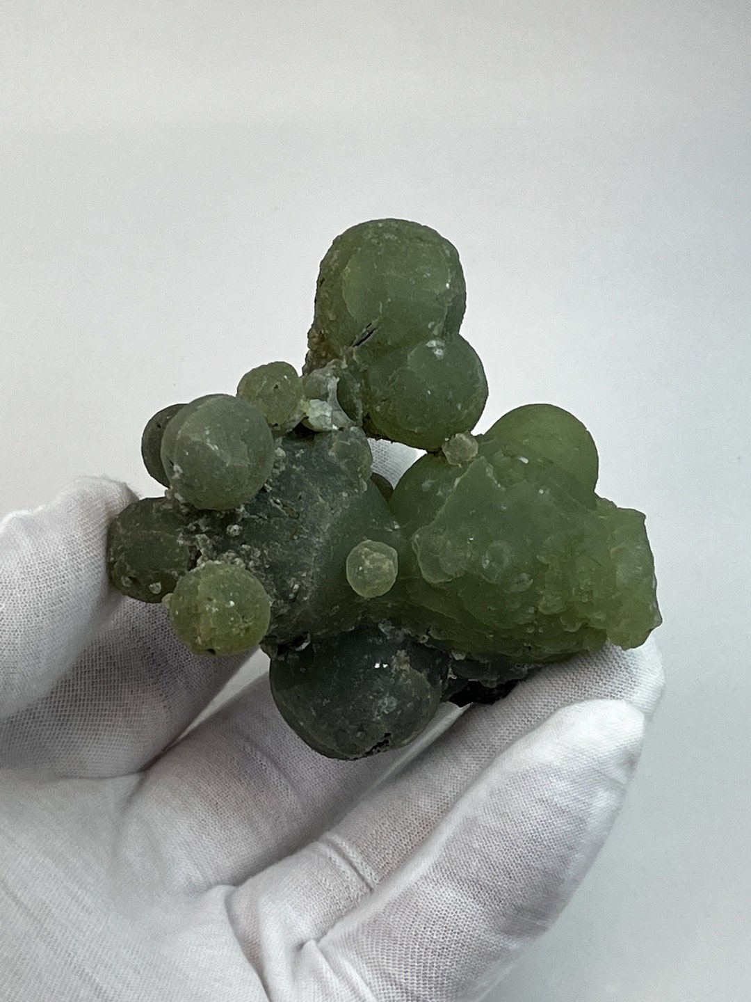 3 3/8 Transluscent Green Botryoidal PREHNITE BALLS & EPIDOTE Crystals ...