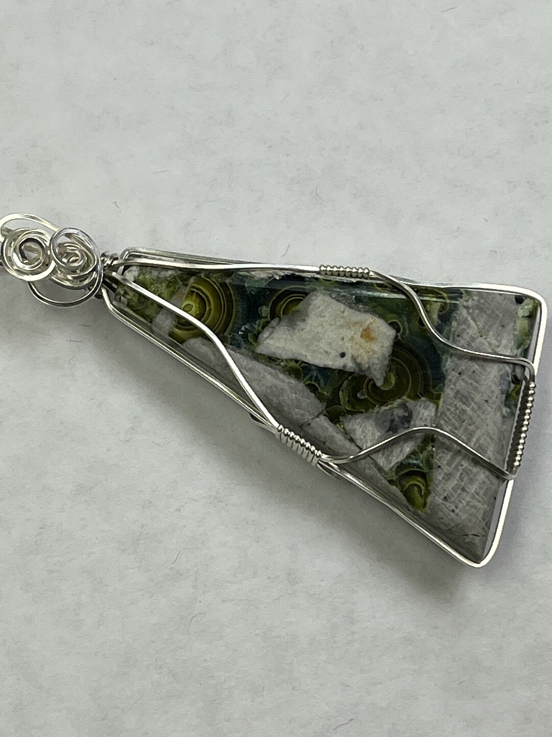 Rare Gemmy Blue / Green Wavellite Cabochon Silver Wire Wrap Pendant ...