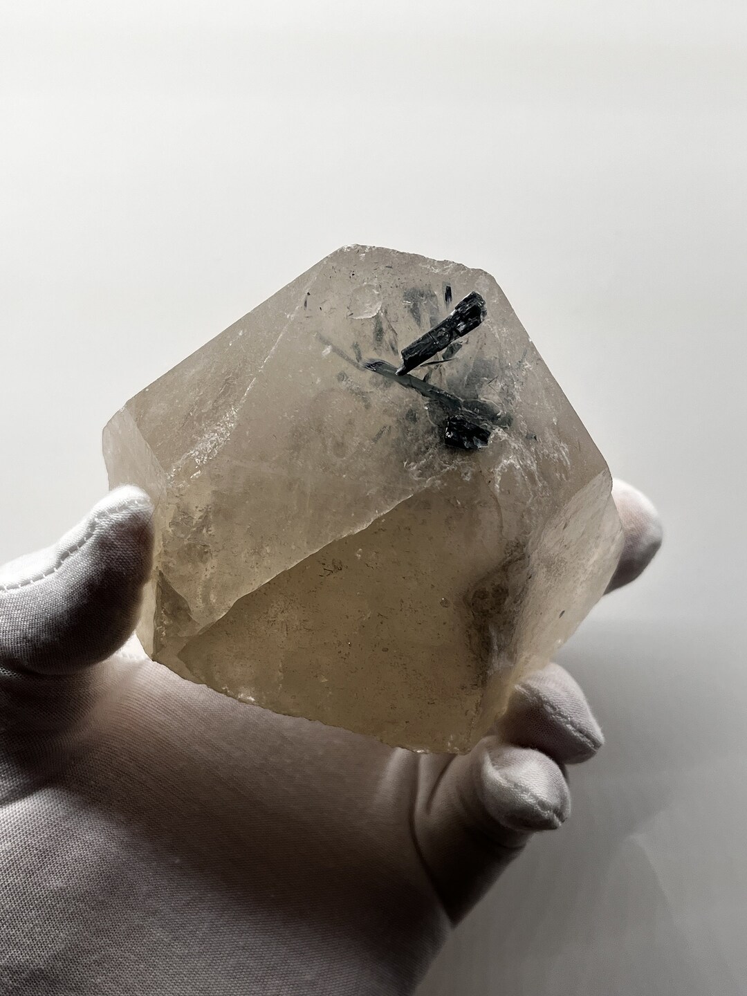 Gemmy Light Blue Tourmaline Crystals With Large Quartz Crystal Point ...