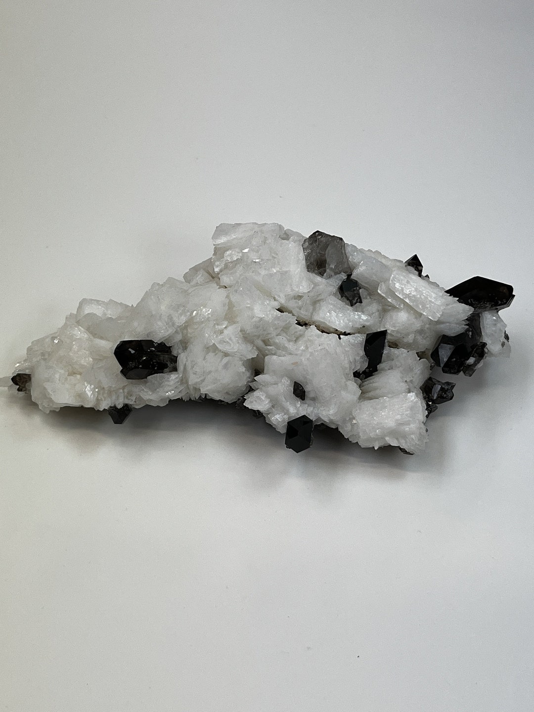 Large Rare Snow White Adularia Crystals on Smokey Arkansas Quartz ...