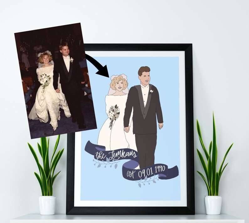 Custom Anniversary Portrait: Personalized Wedding Gift Bride - Etsy