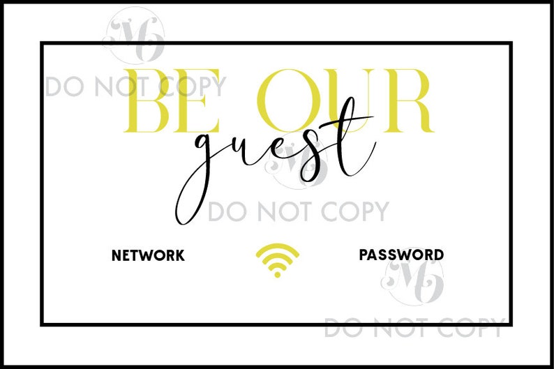 Guest Room Wifi Sign Digital Download Decor Art Print Be - Etsy