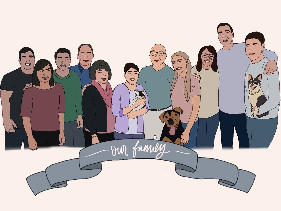 Custom Family Portrait: Personalized Family Illustration for | Etsy