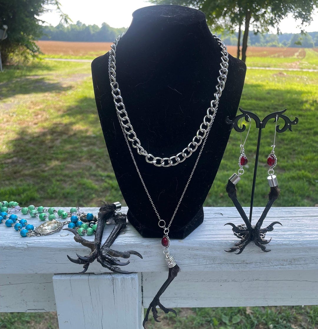 Real Taxidermy Ravens Feet Hand Beaded Rosary, Crows Feet Necklaces ...