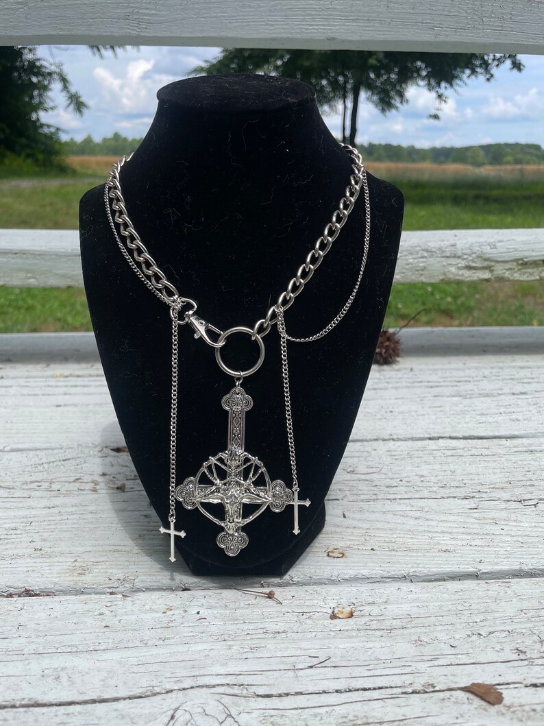Lucifer Gothic Cross Chain Choker - Etsy
