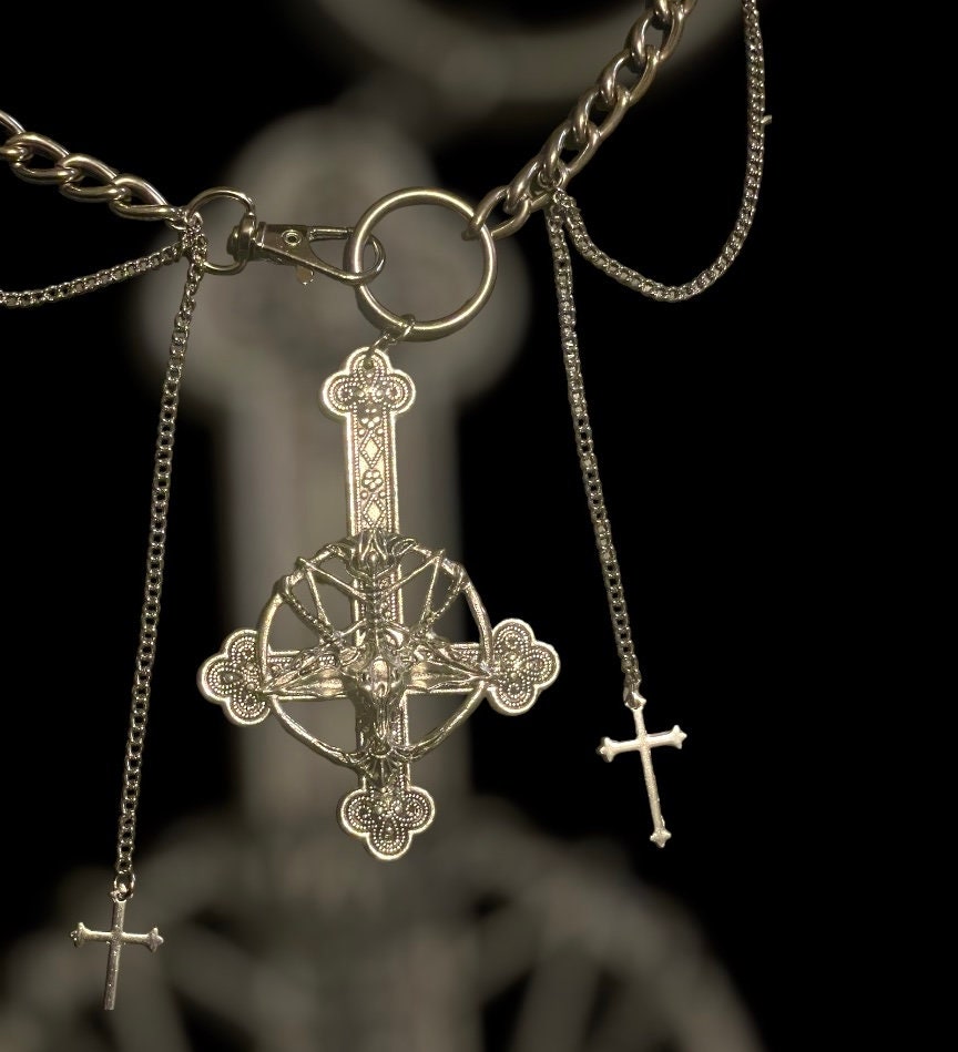 Lucifer Gothic Cross Chain Choker - Etsy