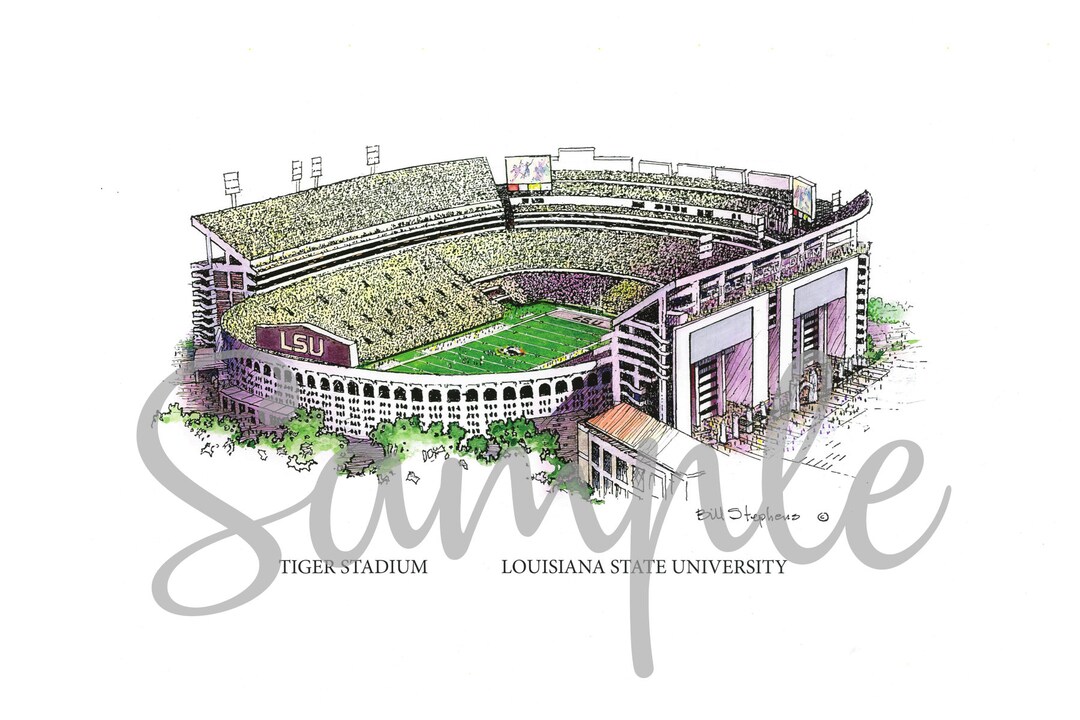 Louisiana State University LSU Tiger Stadium Art Print Wall Art LSU ...