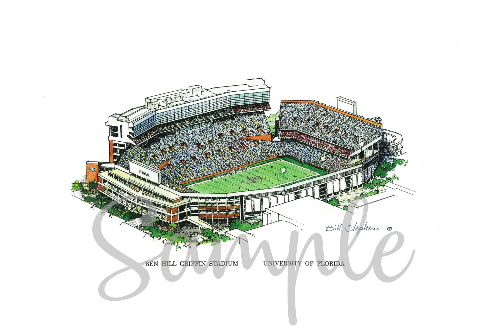 University of Florida Gators Ben Hill Griffin Stadium Art - Etsy