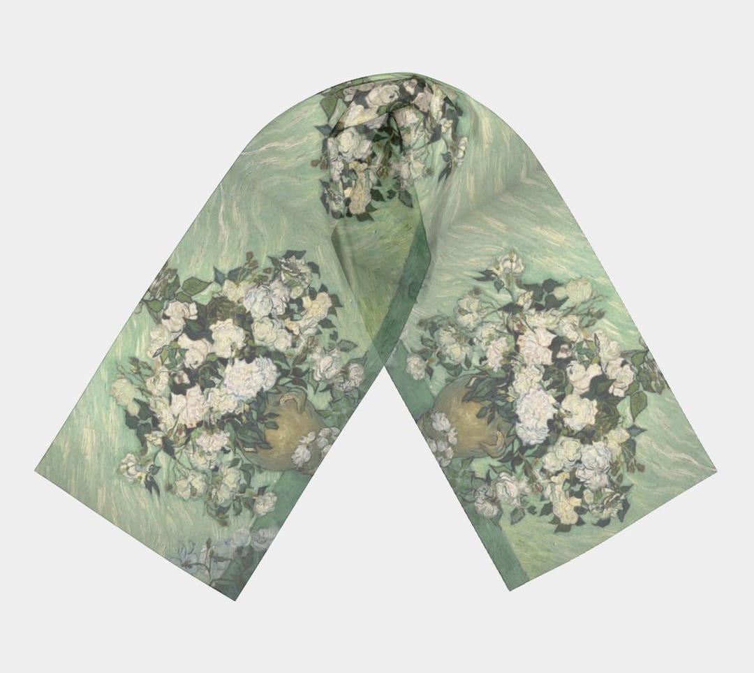 Van Gogh's Roses Long Silk Scarf, Designer Scarf, Silk, Head Scarf ...