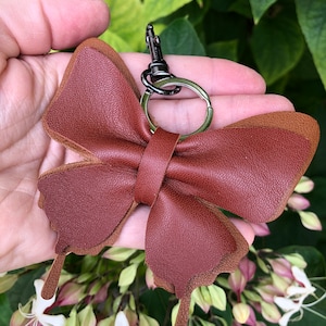 Brown Leather Butterfly Keychain, Butterfly Purse Charm, Butterfly Bag ...