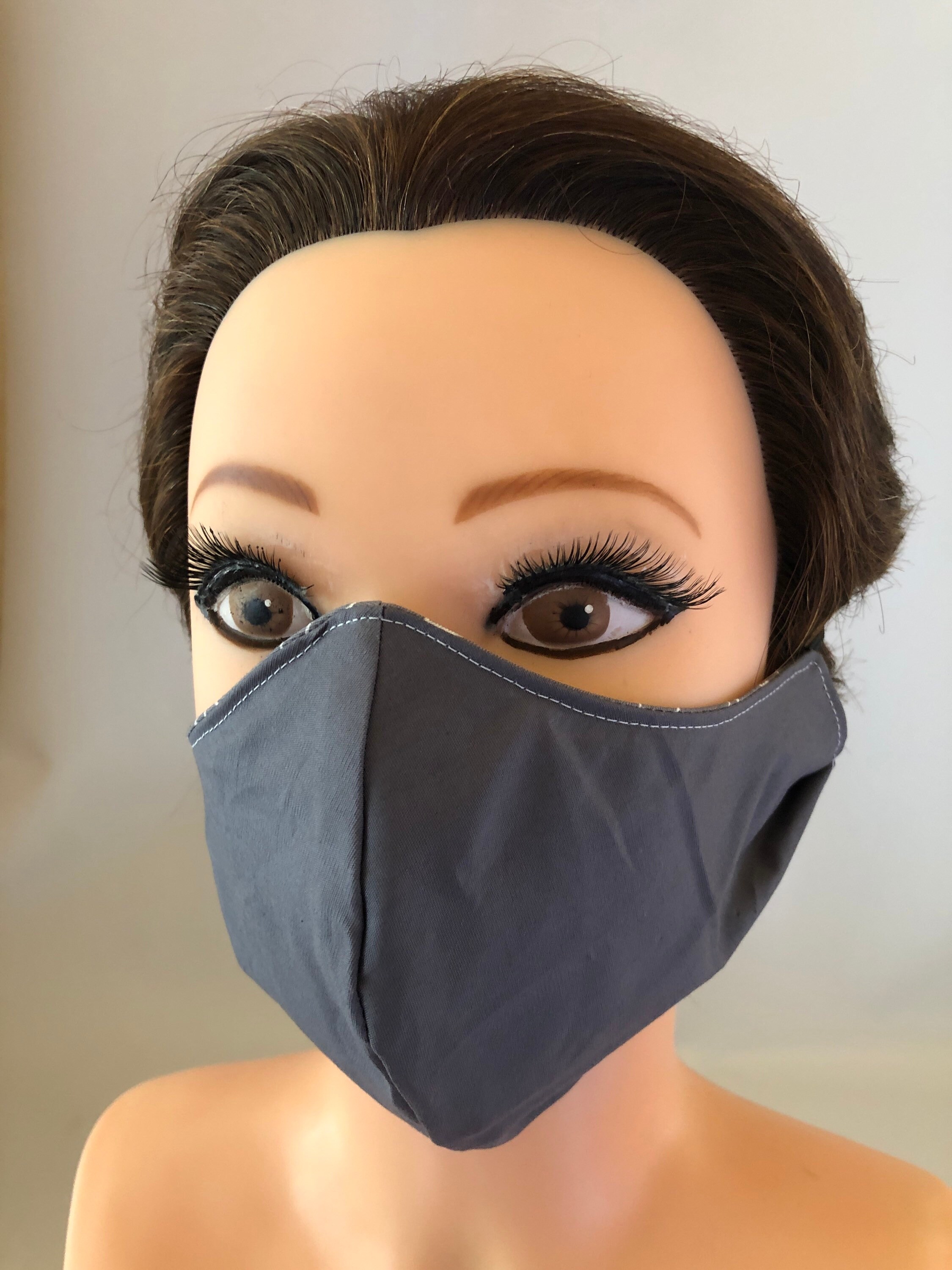 Washable 3 layers, Reversible Cotton Face Mask Cats and Grey