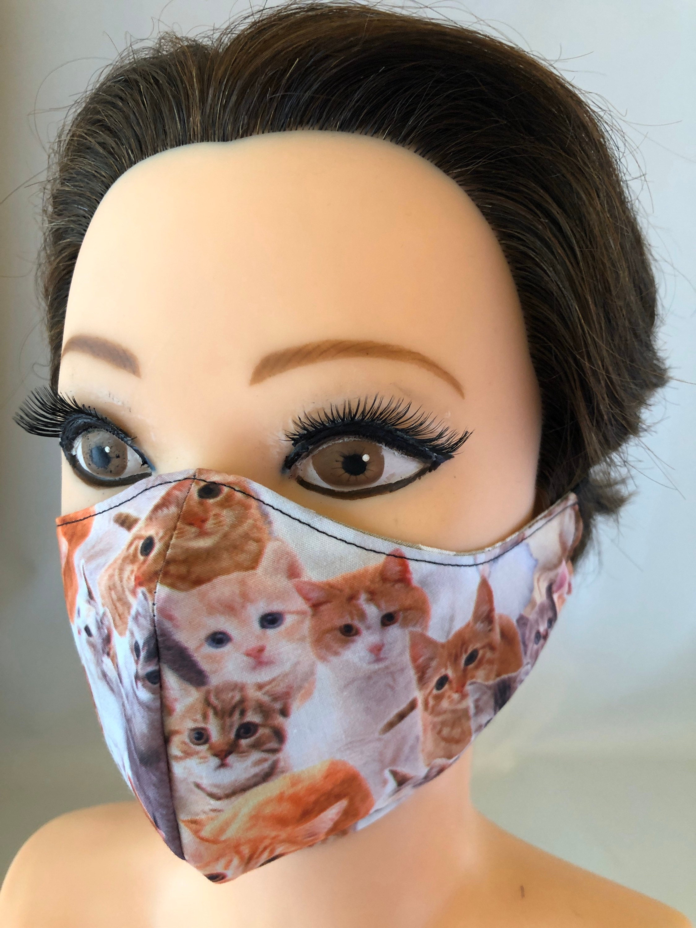 4 x Washable 3 layers, Reversible Cotton Face Mask Cats collection