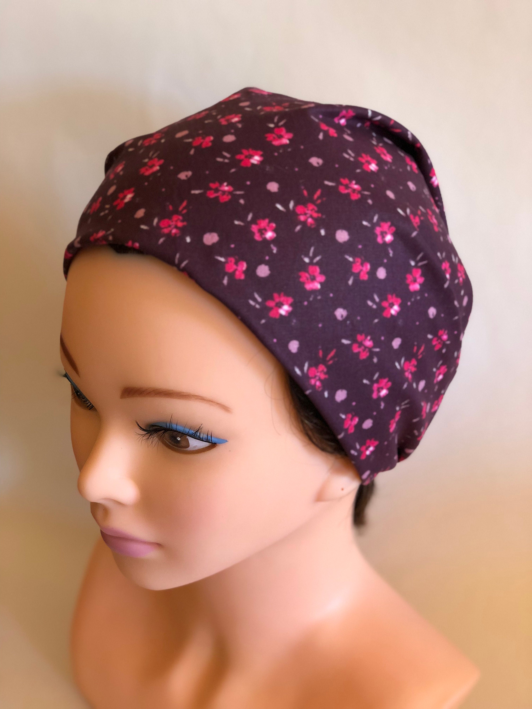 Bordeaux Flowery Summer Cotton Bandana, Chemo Headwear Women, Head ...