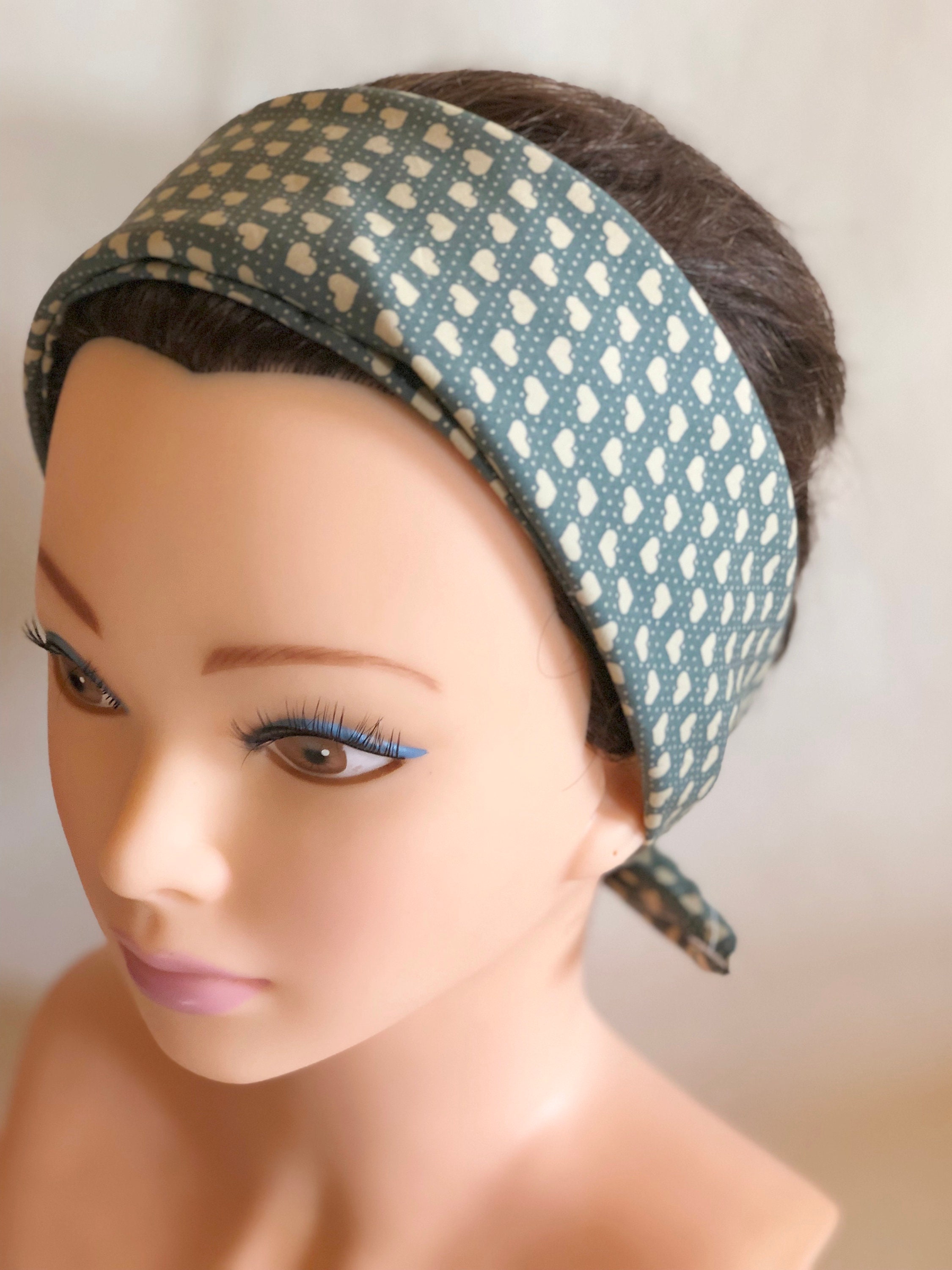 Hearts Red and White Bandana, Chemo Headwear Women, Head Scarf for ...
