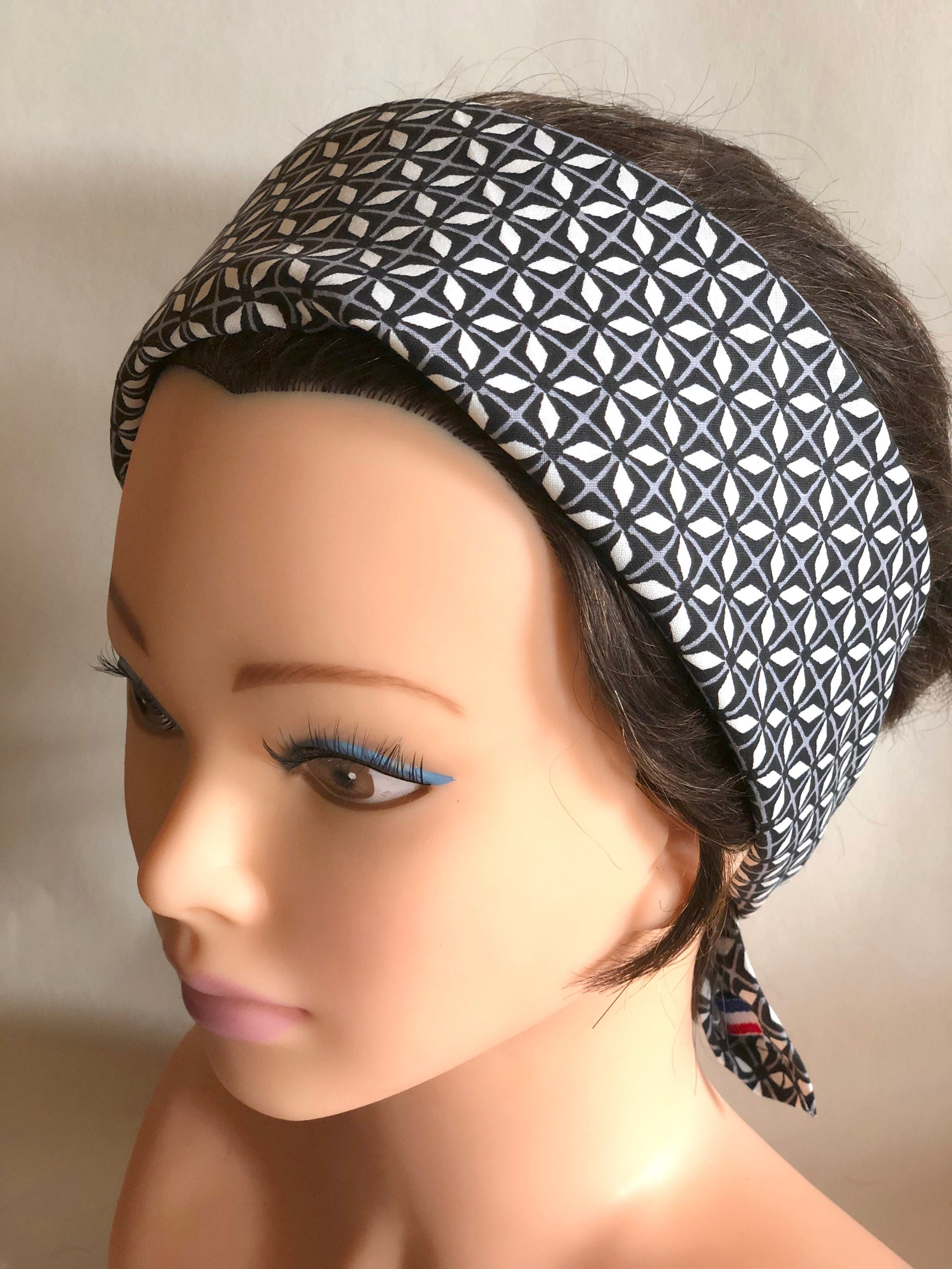 Black Grey and White Bandana, Chemo Headwear Women, Head Scarf for ...