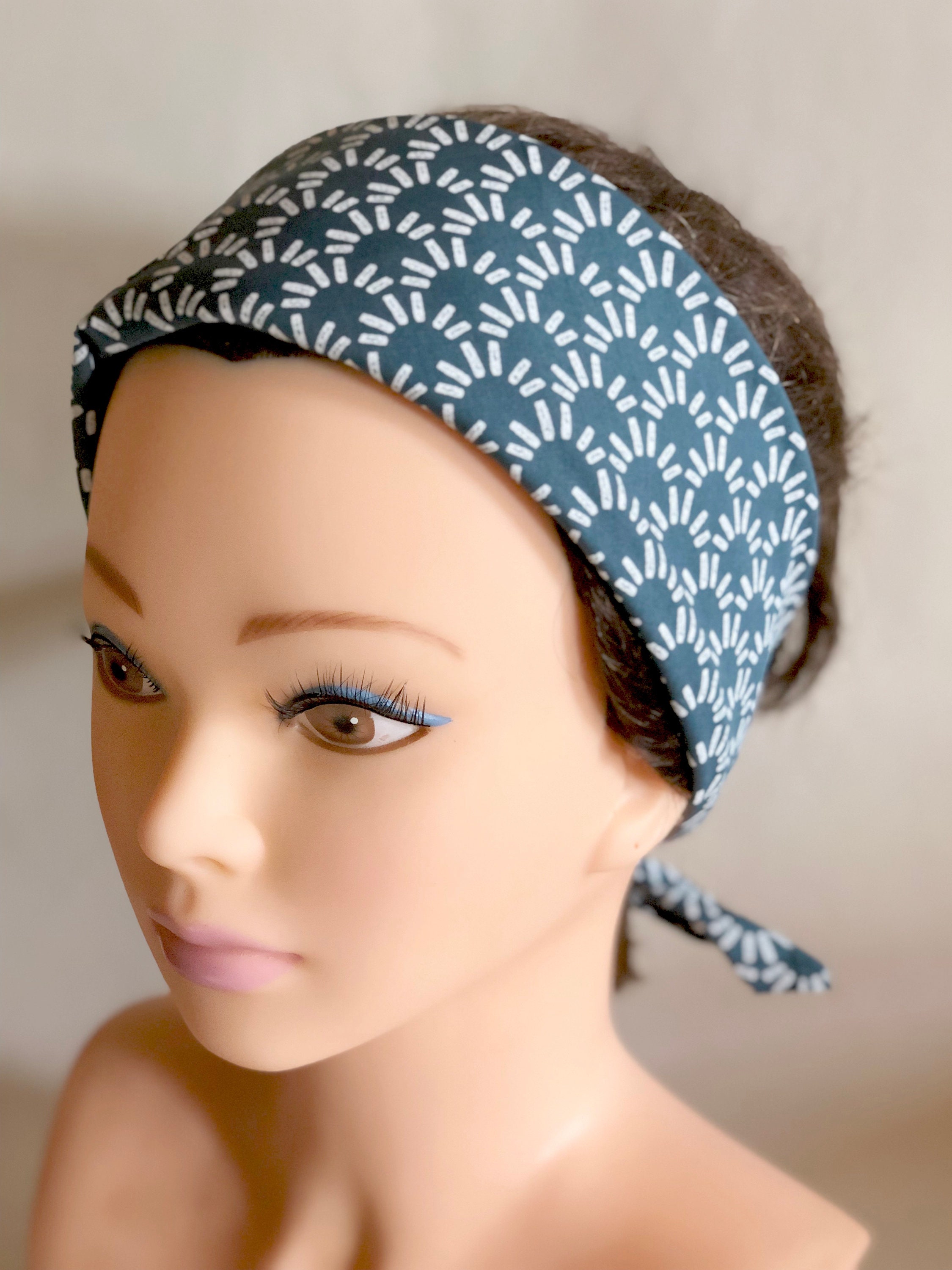 Blue and White Bandana, Chemo Headwear Women, Head Scarf for Cancer ...