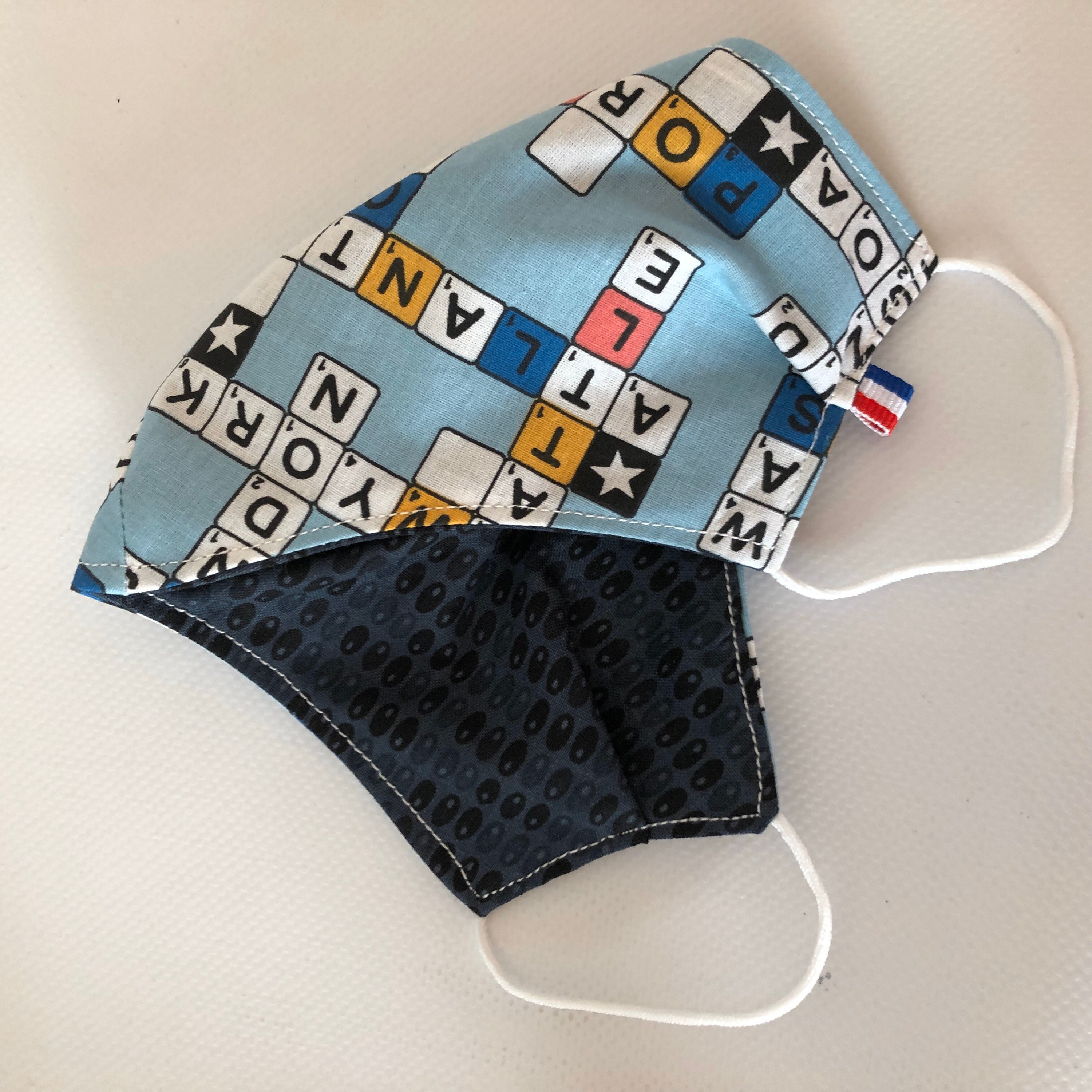Washable, Reversible Cotton Face Mask Scrabble