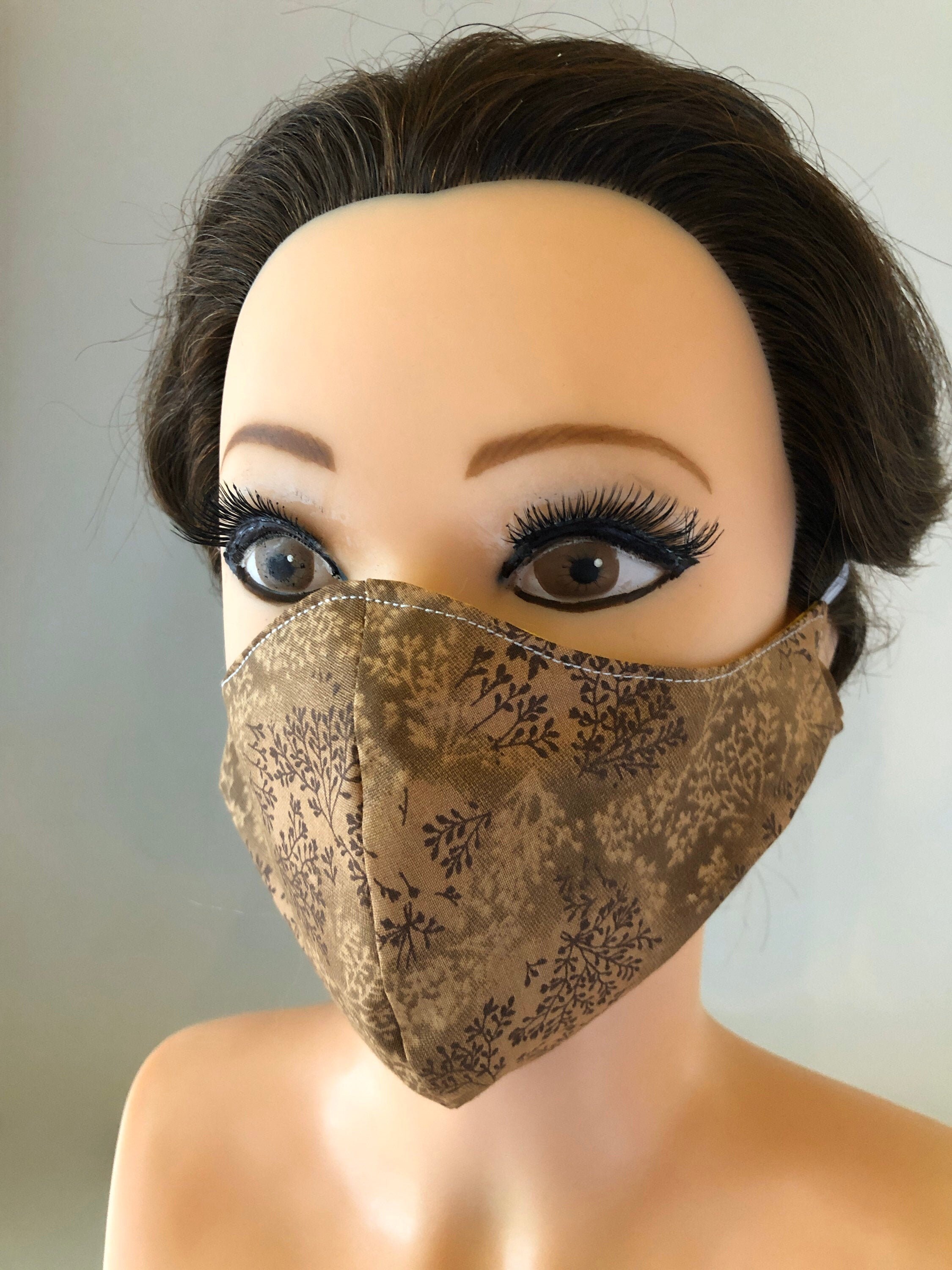 Washable, Reversible Cotton Face Mask Brown and yellow