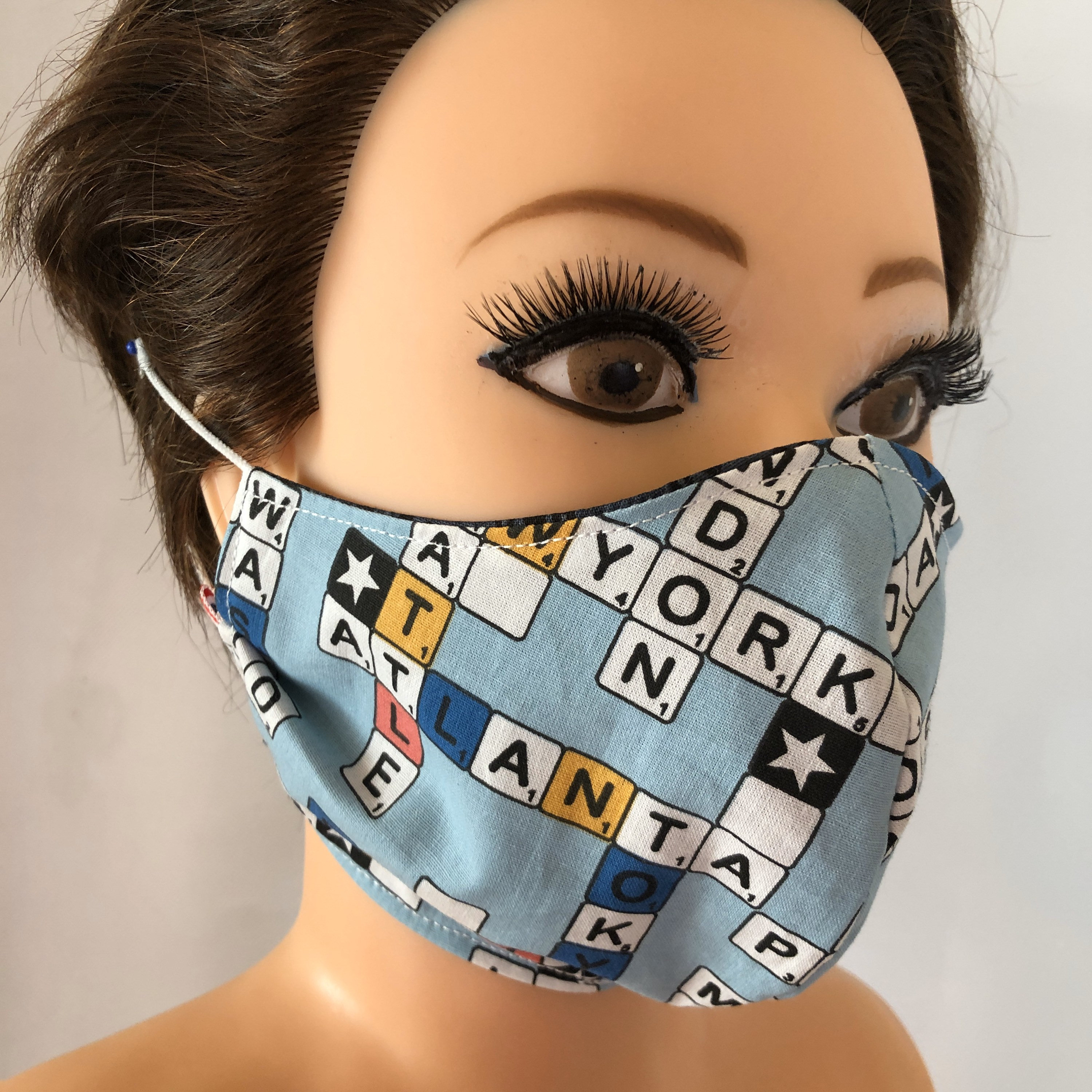 Washable, Reversible Cotton Face Mask Scrabble
