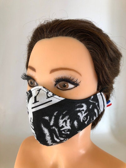 Washable, Reversible Cotton Face Mask Newspaper print and plain black